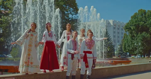 Slavic men and women in beautiful nation... | Stock Video | Pond5