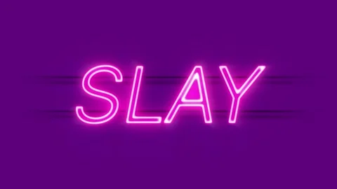 Slay neon sign appear on violet backgrou... | Stock Video | Pond5