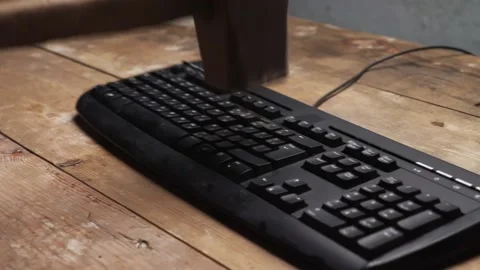 Sledge hammer hitting computer keyboard.... | Stock Video | Pond5