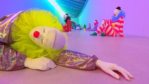 Sleeping Clowns. Clowns sit steadily | Stock Video | Pond5