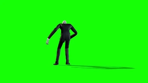 Slenderman Die Jump Back Green Screen 3D... | Stock Video | Pond5
