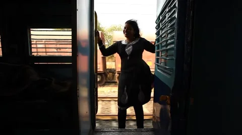 Slhouette of Lady Train Journey | Stock Video | Pond5