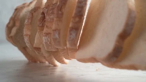 Sliced white bread falling. Slow Motion. | Stock Video | Pond5