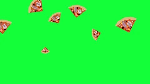 Slices of pizza animation elements on gr... | Stock Video | Pond5