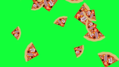 Slices of pizza falling animation elemen... | Stock Video | Pond5