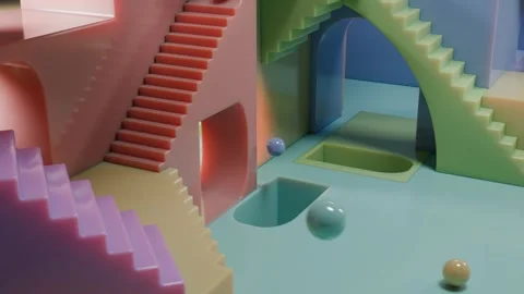 Slide Balls Stairs Loop 3D animation | Stock Video | Pond5