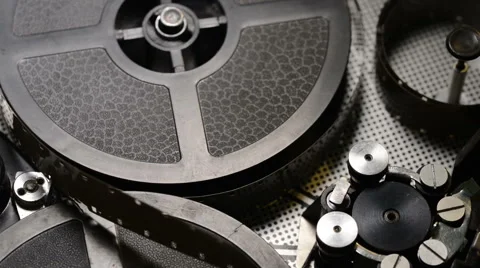 Slide over film reel inside old-fashione... | Stock Video | Pond5