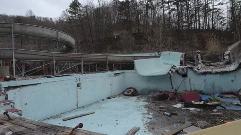 Slider Footage of Abandoned Waterslides ... | Stock Video | Pond5
