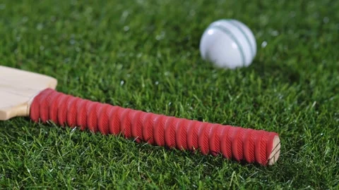 A slider shot along a cricket bat and wh... | Stock Video | Pond5