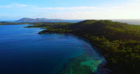 Slider View of Turtle Island in Fiji Dur... | Stock Video | Pond5