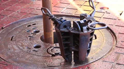 Slip on the rotary table while drilling ... | Stock Video | Pond5