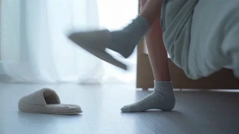 Slippers fly off the child's feet and ca... | Stock Video | Pond5