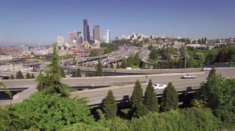 Slow Aerial Fly Over Downtown Seattle Fr... | Stock Video | Pond5