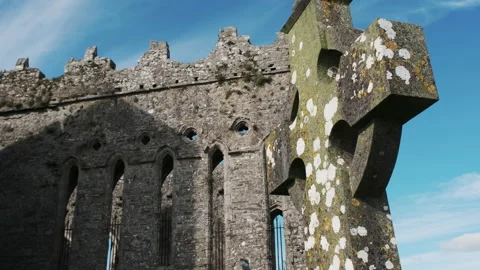 Slow camera pan of Celtic cross at medie... | Stock Video | Pond5