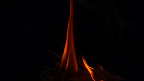 slow fire flame burning and glowing on d... | Stock Video | Pond5
