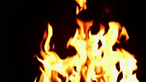 Slow fire flame glowing and burning on b... | Stock Video | Pond5