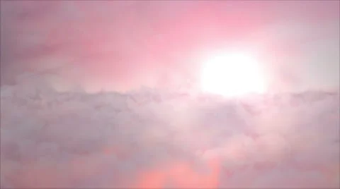 Slow flight through pink clouds at sunse... | Stock Video | Pond5