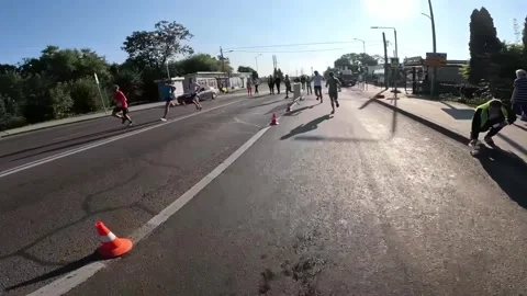 Slow-motion of Athletes Running a Marath... | Stock Video | Pond5