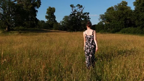 Slow Motion Beautiful Girl In Dress Walk... | Stock Video | Pond5