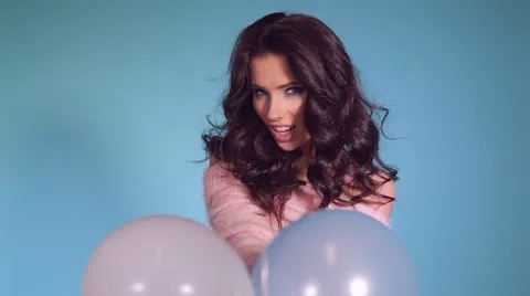 Slow motion of beautiful woman with ball... | Stock Video | Pond5