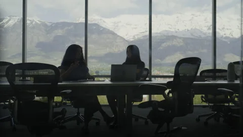 Slow motion of businesswomen talking in ... | Stock Video | Pond5