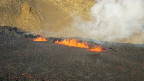 Slow motion camera view of lava bubbling... | Stock Video | Pond5