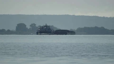Slow motion cargo transport with barge 4... | Stock Video | Pond5