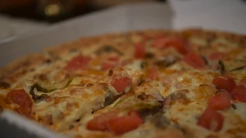 Slow motion close-up of drooping slice p... | Stock Video | Pond5