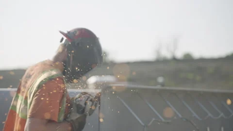 Slow Motion of Construction Worker Grind... | Stock Video | Pond5