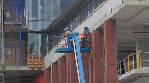Slow Motion Construction Workers Welding... | Stock Video | Pond5