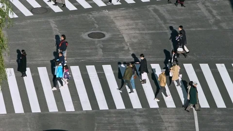 Slow motion crowd pedestrian crossing in... | Stock Video | Pond5
