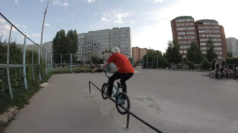 slow motion: Extreme Sport skatepark BMX... | Stock Video | Pond5