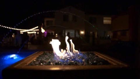Slow Motion Fire With Pool Fountains hou... | Stock Video | Pond5