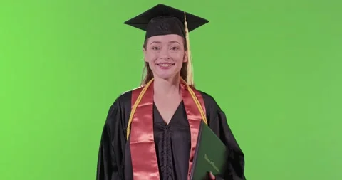 Slow Motion Green Screen Woman Graduatin... | Stock Video | Pond5