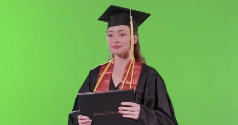 Slow Motion Green Screen Woman Graduatin... | Stock Video | Pond5