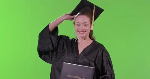 Slow Motion Green Screen Woman Graduatin... | Stock Video | Pond5