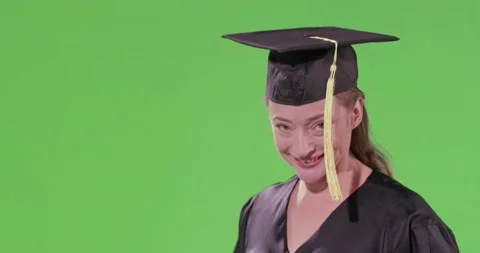 Slow Motion Green Screen Woman Graduatin... | Stock Video | Pond5