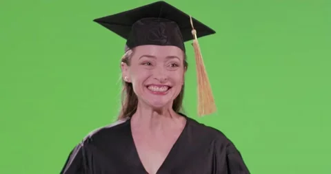 Slow Motion Green Screen Woman Graduatin... | Stock Video | Pond5