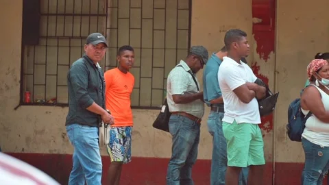 Slow-motion of a group of people waiting... | Stock Video | Pond5