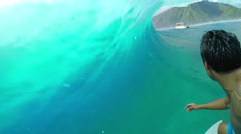 SLOW MOTION: Happy pro surfer surfing bi... | Stock Video | Pond5