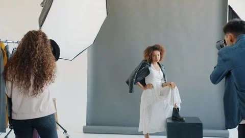 Slow motion of model working with stylis... | Stock Video | Pond5