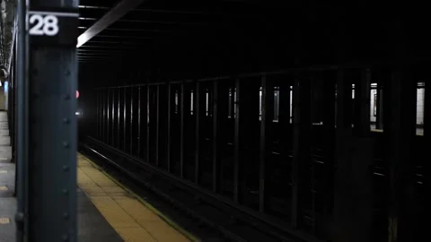 Slow Motion of MTA Subway Train entering... | Stock Video | Pond5