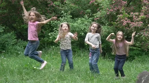 Slow Motion Portrait of cute girls havin... | Stock Video | Pond5