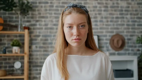 Slow motion portrait of young woman with... | Stock Video | Pond5