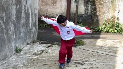 Slow motion of school boy running and wa... | Stock Video | Pond5