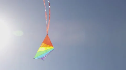Slow motion shot of Rainbow Kite Flying ... | Stock Video | Pond5