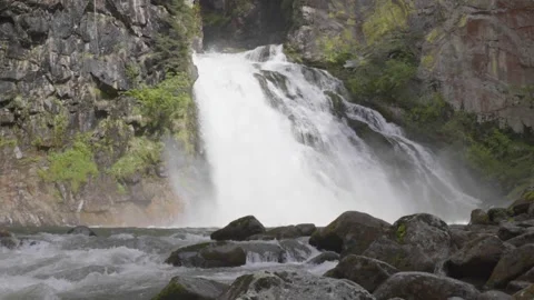slow motion of a splendid waterfall in a... | Stock Video | Pond5