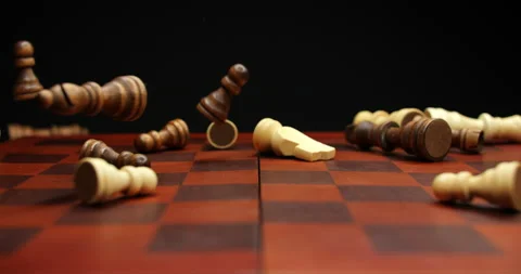 Slow Motion View of Chess Pieces Falling... | Stock Video | Pond5