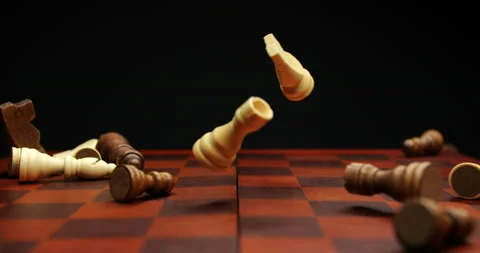 Slow Motion View of Chess Pieces Falling... | Stock Video | Pond5