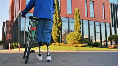 Slow motion view of a man with prostheti... | Stock Video | Pond5